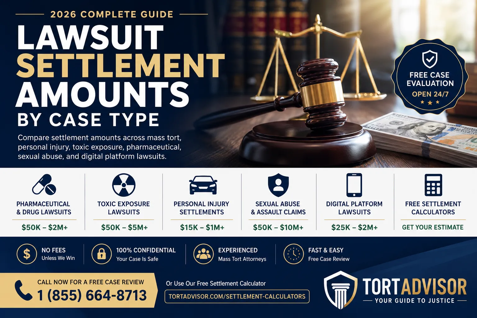 Lawsuit Settlement Amounts 2026: Complete Mass Tort Guide by Case Type ...